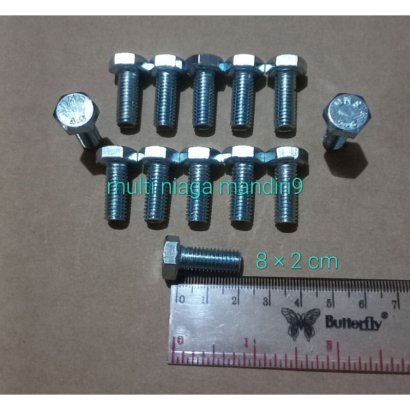 Jual baut mur hex BMP 8×20 / m8 × 20mm kunci 12 pith 1,25 hexagon bahan besi putih galvanis anti ...