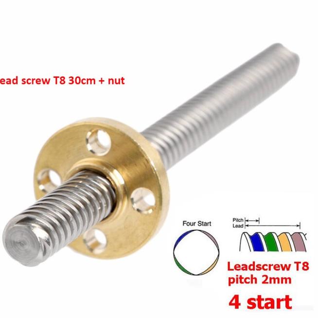 Jual Lead screw T8-2 300mm +brass nut - T8 4 Start | Shopee Indonesia