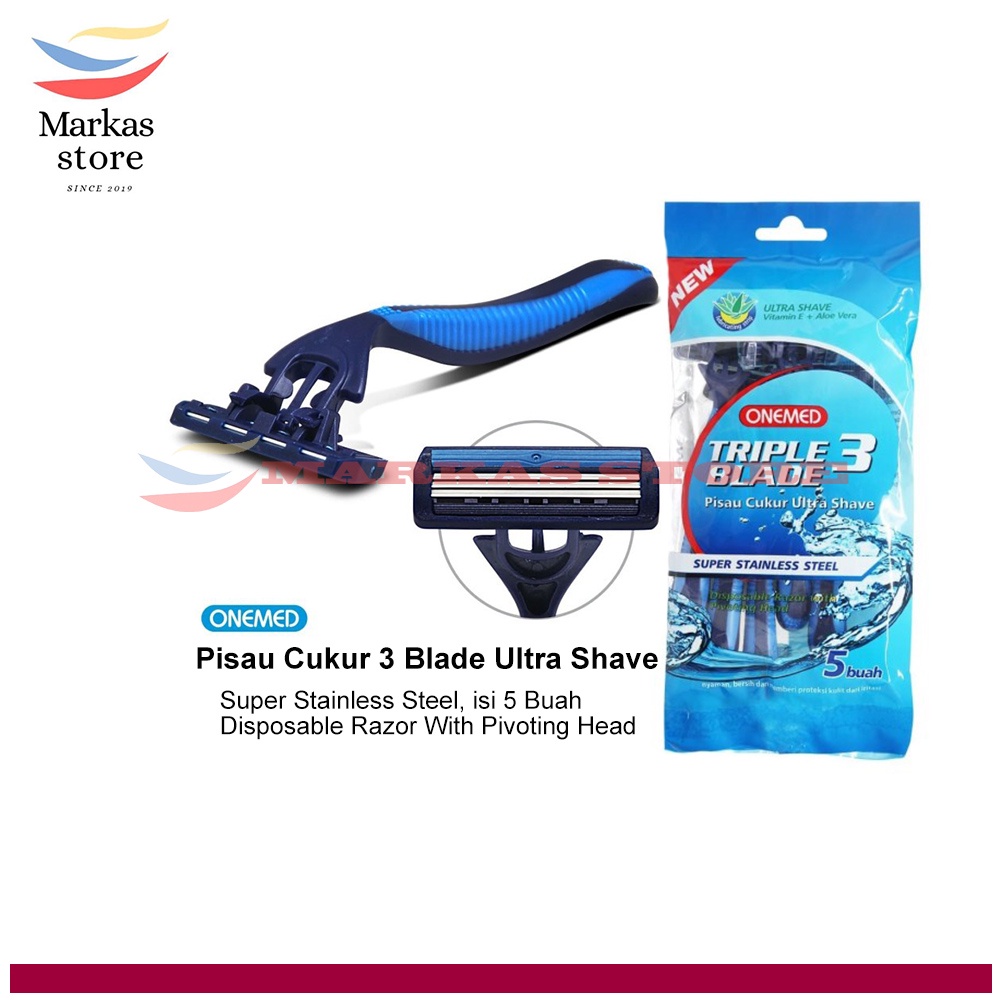 Jual Onemed Pisau Cukur Bedah Tajam Ultra Shave 3 Blade 1 Pack Isi 5pcs ...