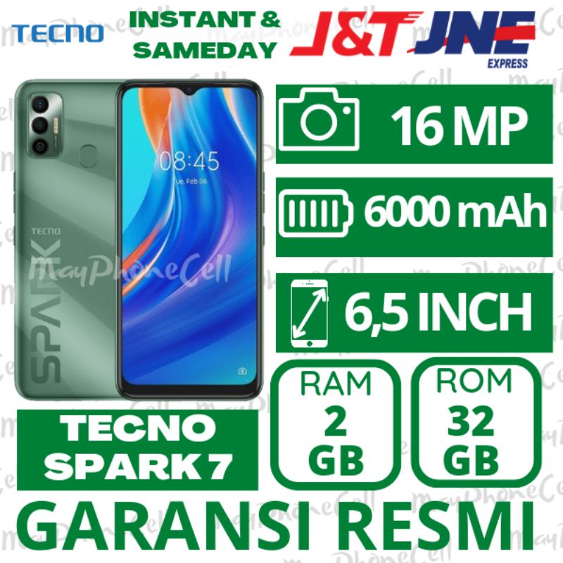 Jual Tecno Spark 7 Ram 2GB Internal 32GB Handphone Baru New Bergaransi ...