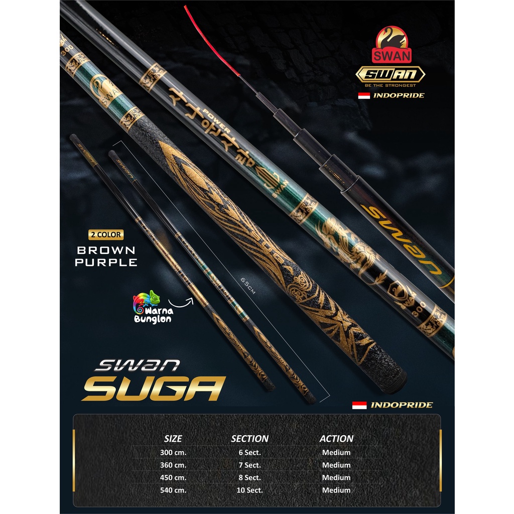 Jual Tegek Swan, Tegek Pancing Swan Fiber Pole Suga 3m 3,6m 4,5m 5,4m 6 ...
