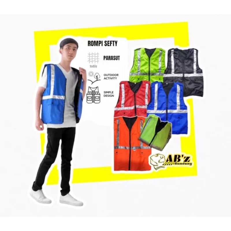 Jual Rompi Parasut List / Rompi Safety Proyek / Rompi Parkir Bahan ...