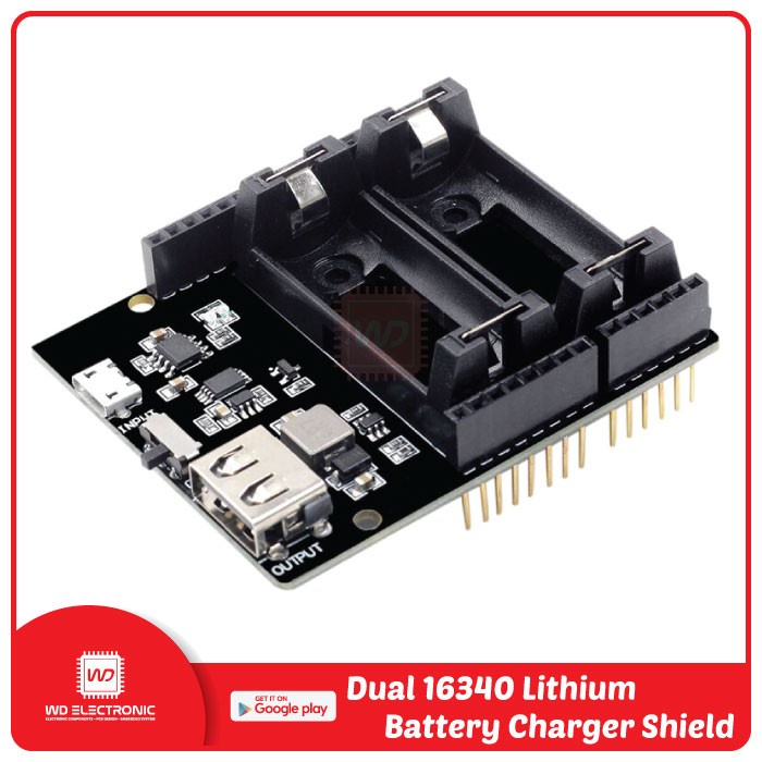 Jual Arduino powerbank shield 16340 Lithium Battery Charger Shield Module SASLUN | Shopee Indonesia