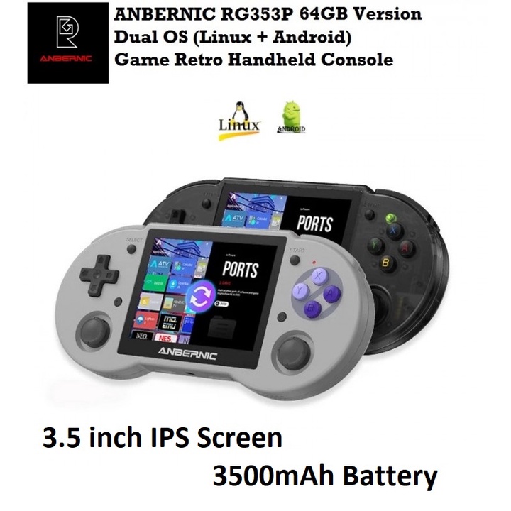 Jual ANBERNIC RG353P 64GB Dual Mode Emulator Retro Game Handheld ...
