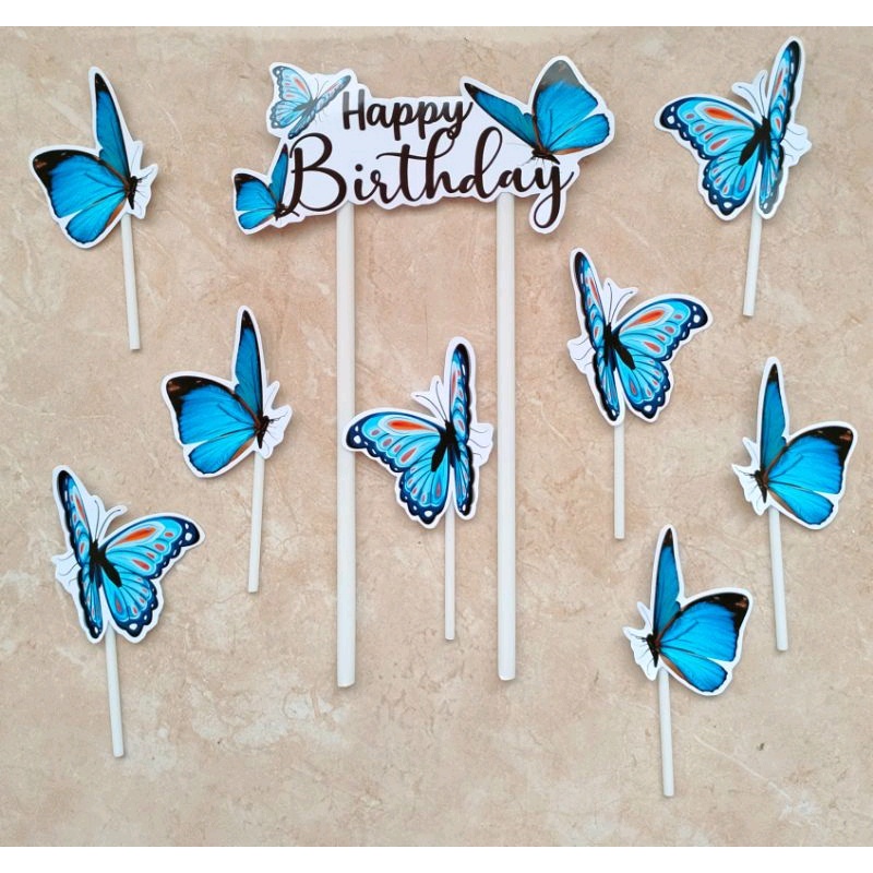 Jual satu set cake topper hiasan kue ulang tahun motif Kupu-Kupu ...