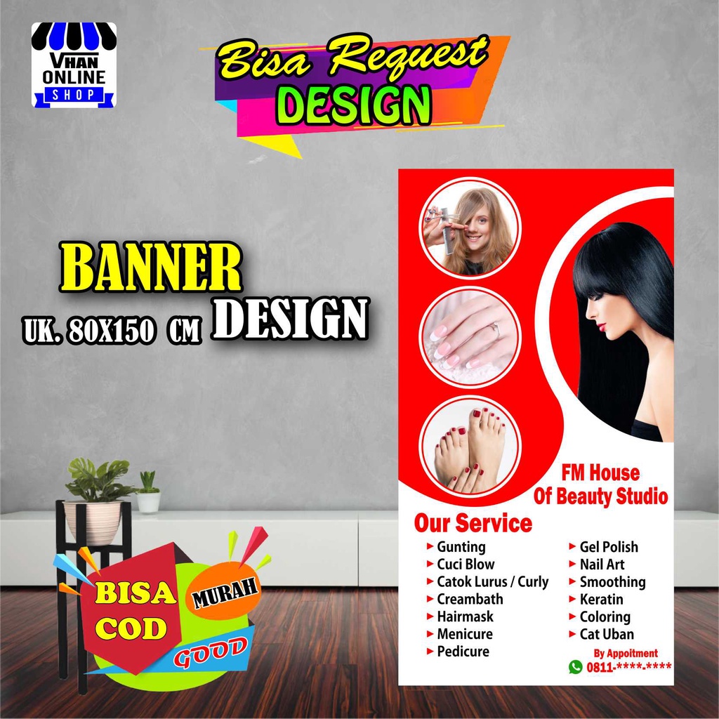 Jual Spanduk Banner Backdrop Salon, Potong Rambut, Hair And Beauty ...
