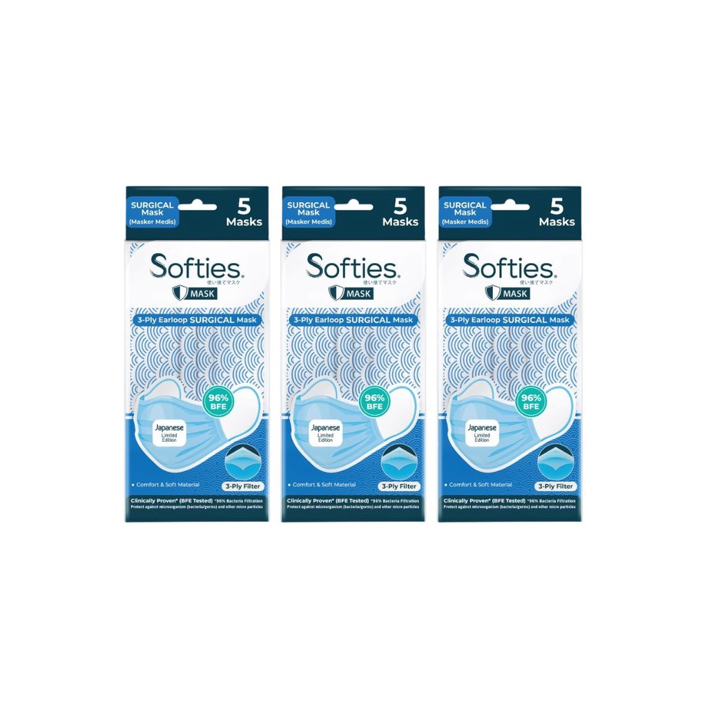 Jual Softies Surgical Mask Jepang Biru 3 x 5 pcs | Shopee Indonesia