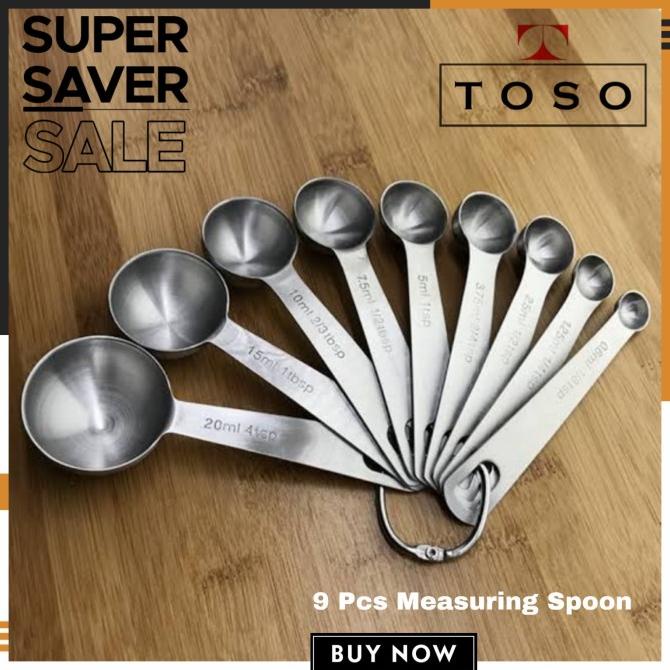 Jual SENDOK TAKAR 9PCS STAINLESS 9IN1 SET UKUR MEASURING SPOON MEASURE ...