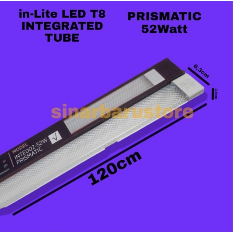 Jual Lampu LED T8 Integrated Tube Prismatic Inlite 52 Watt Putih ...