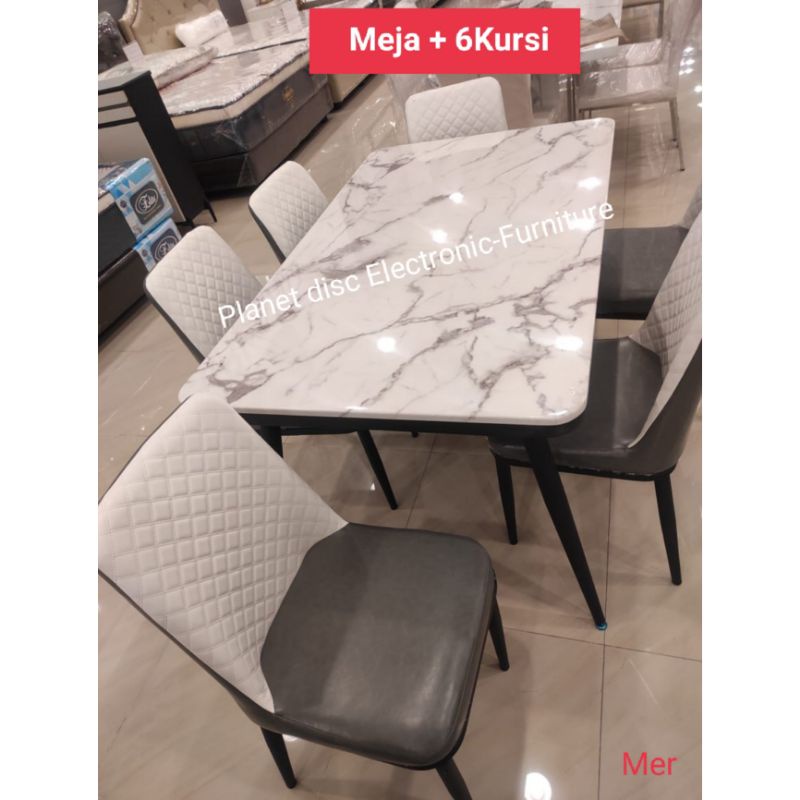 Jual Meja Makan Marmer 6Kursi Dining set 6person Dining table meja batu ...