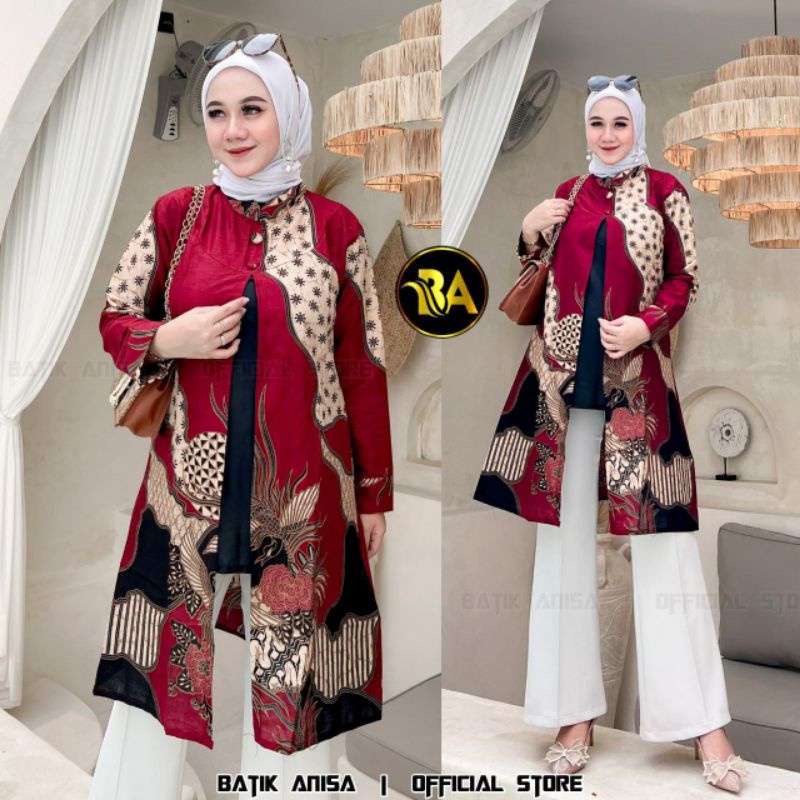 Jual TUNIK BATIK ATASAN WANITA SERAGAM KANTOR UKURAN M L XL XXL XXXL ...