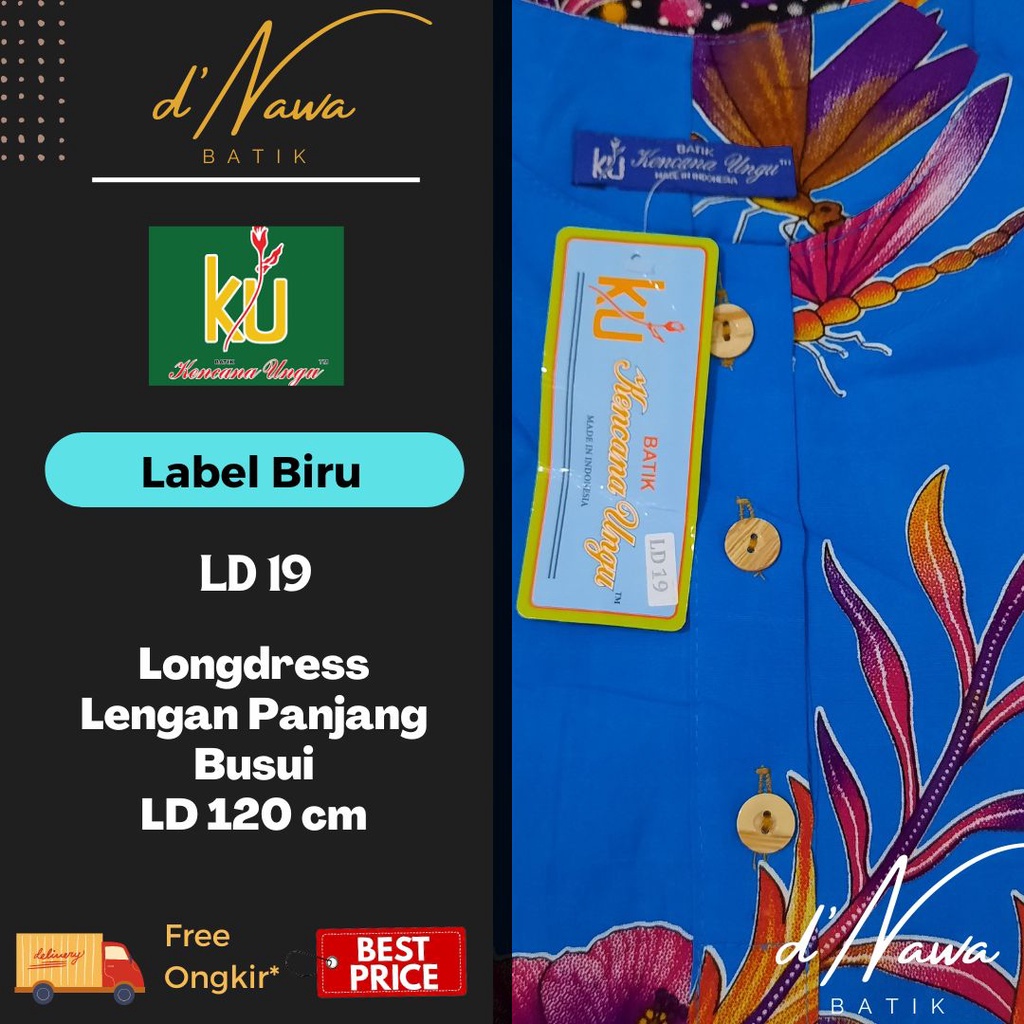 Jual Kencana Ungu Label Biru Longdress Lengan Panjang Busui LD 120 - LD ...