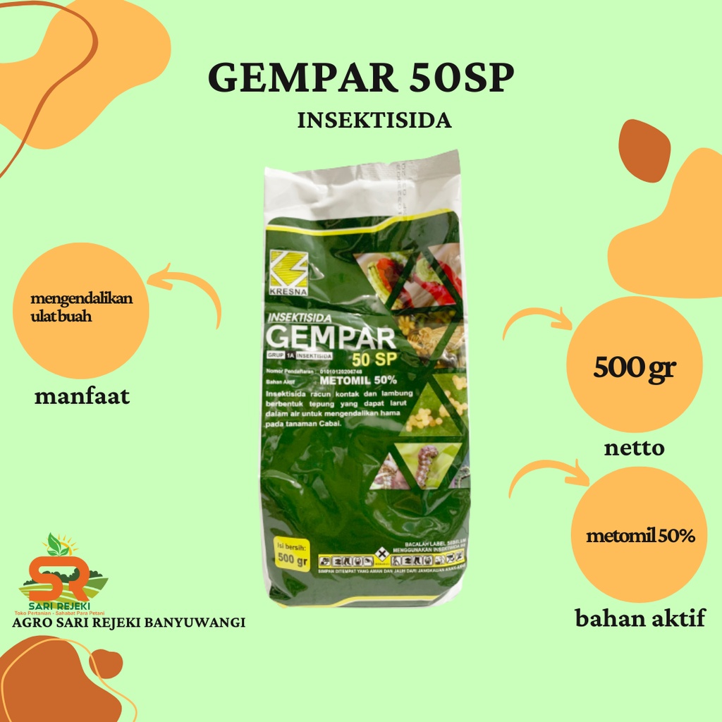 Jual GEMPAR 50SP 500GR INSEKTISIDA METOMIL WARNA BIRU EFEKTIF MEMBASMI ...