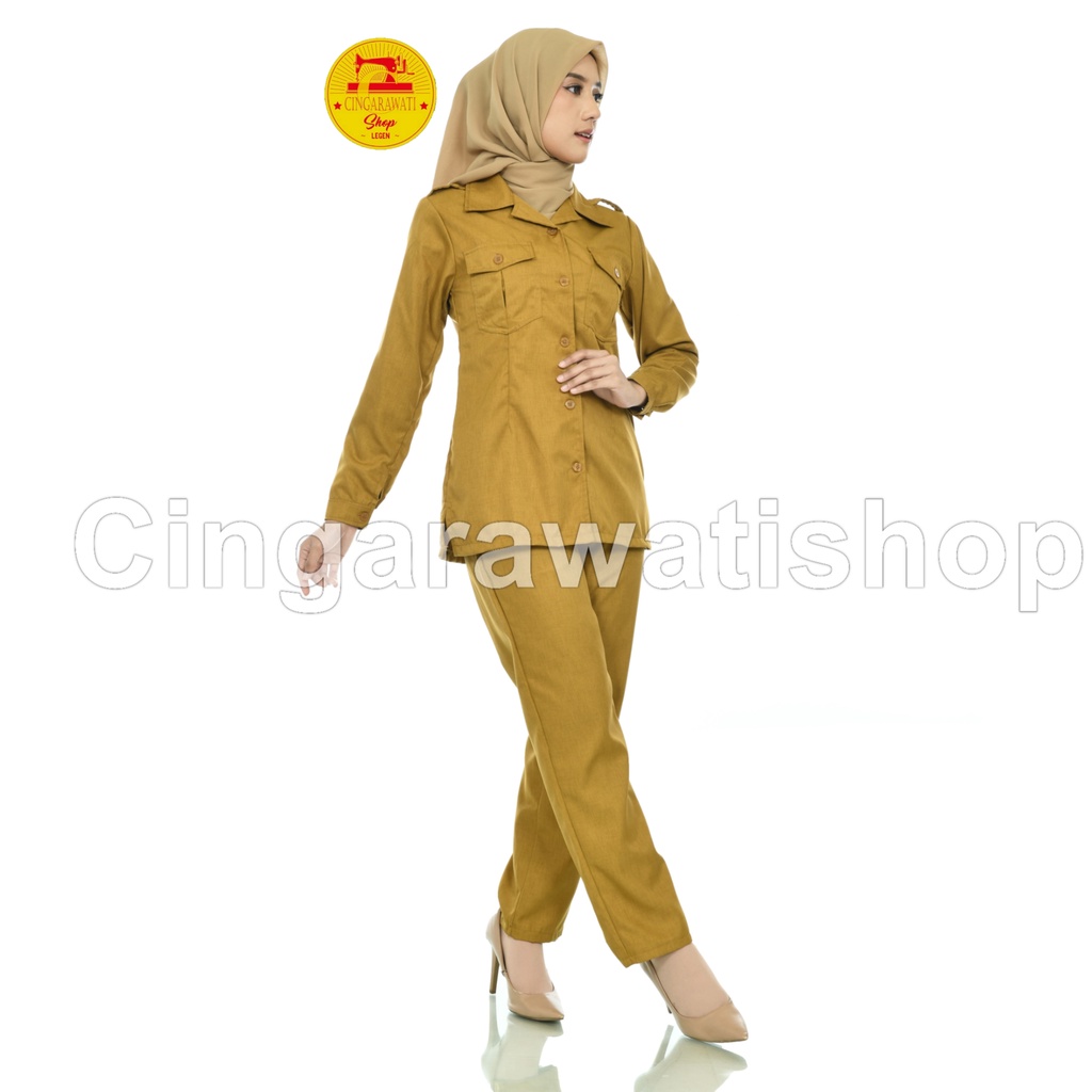 Jual Seragam Khaki Pns Wanita Baju Dinas Pemda Wanita Seragam Pns Wanita Setelan Pns Wanita Saku ...