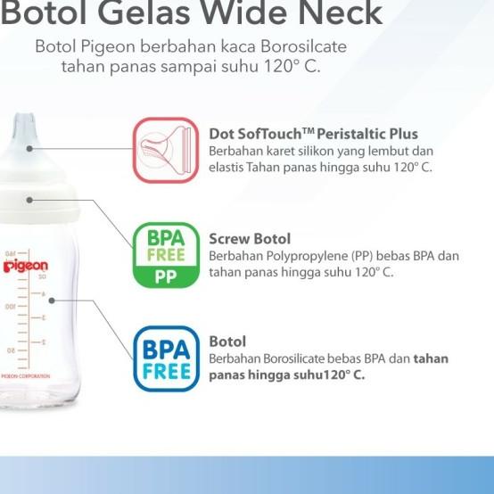 Jual Pigeon Wide Neck 160ml 240ml / Pigeon Botol Susu Peristaltic Plus - Putih, 160 ML | Shopee ...