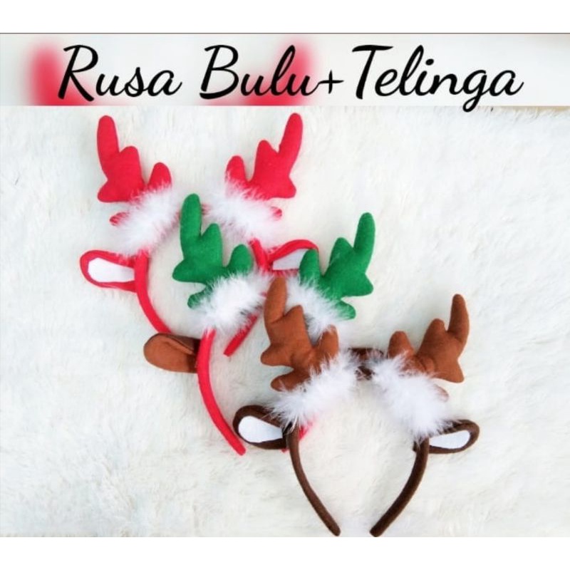 Jual Bando Natal Desain Tanduk Rusa Bulu Telinga Bando Rusa | Shopee ...