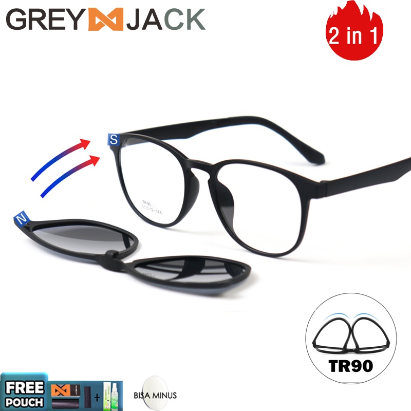 Jual Grey Jack Kacamata Clip on 2in1 sunglasses frame Tr90 Lensa Polarized Anti UV silau model ...