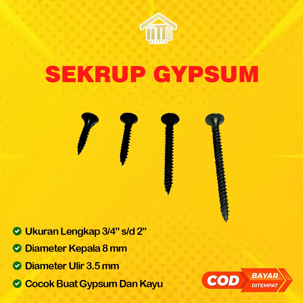 Jual SKRUP GYPSUM 1 INCH SAMPAI 2 INCH ( JUAL 1 PERBIJI ) | Shopee ...