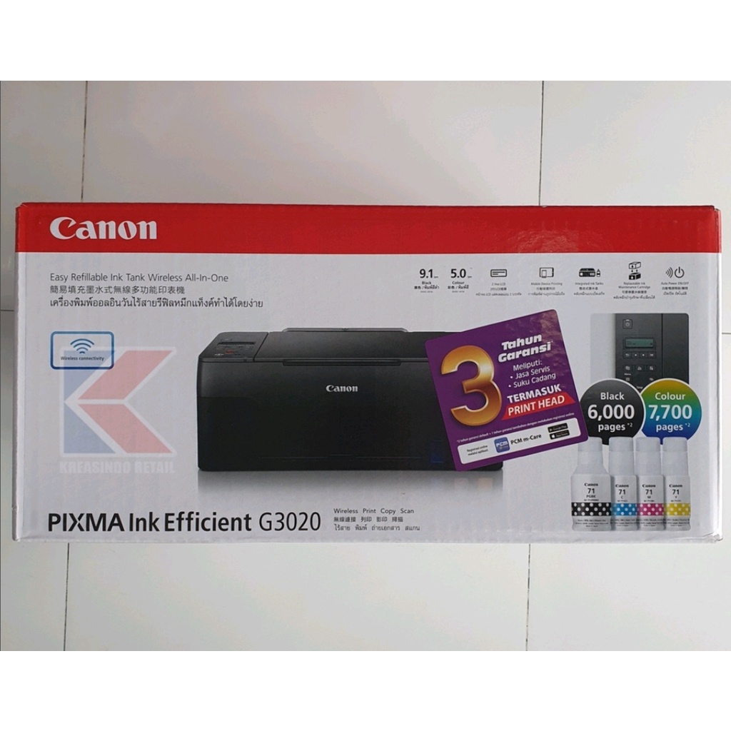 Jual PRINTER CANON (PRINT, SCAN, COPY) INFUS ASLI TYPE G 3020 | Shopee ...