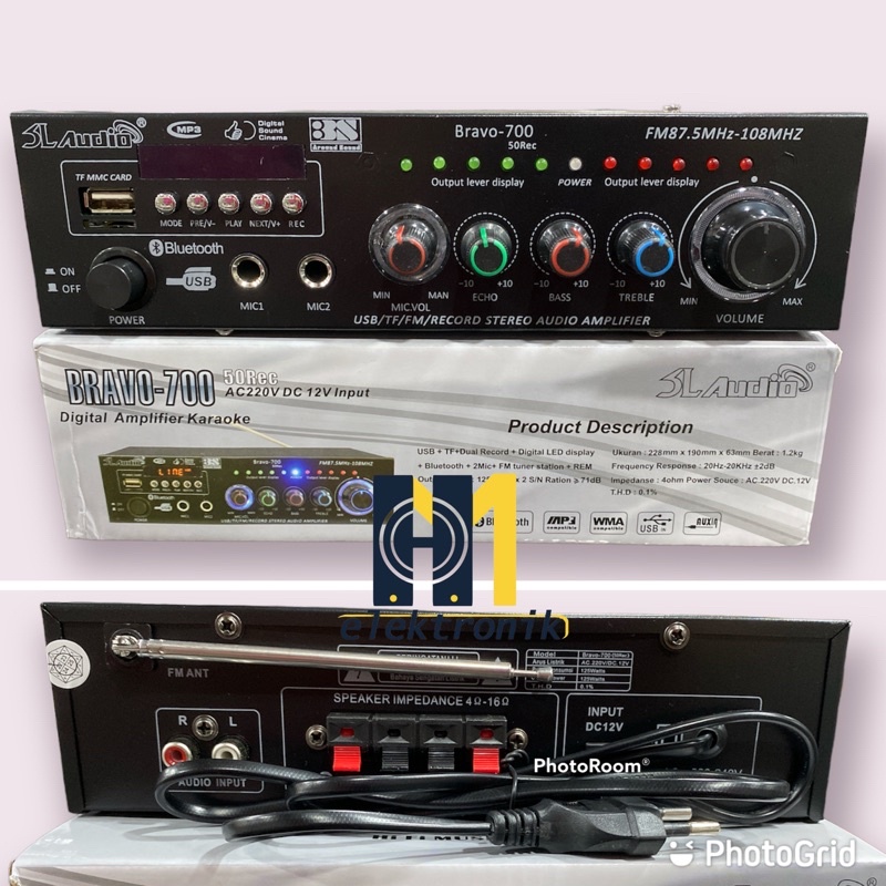 Jual Power Amplifier SL Audio Bravo 700 50REC karaoke bluetooth ...