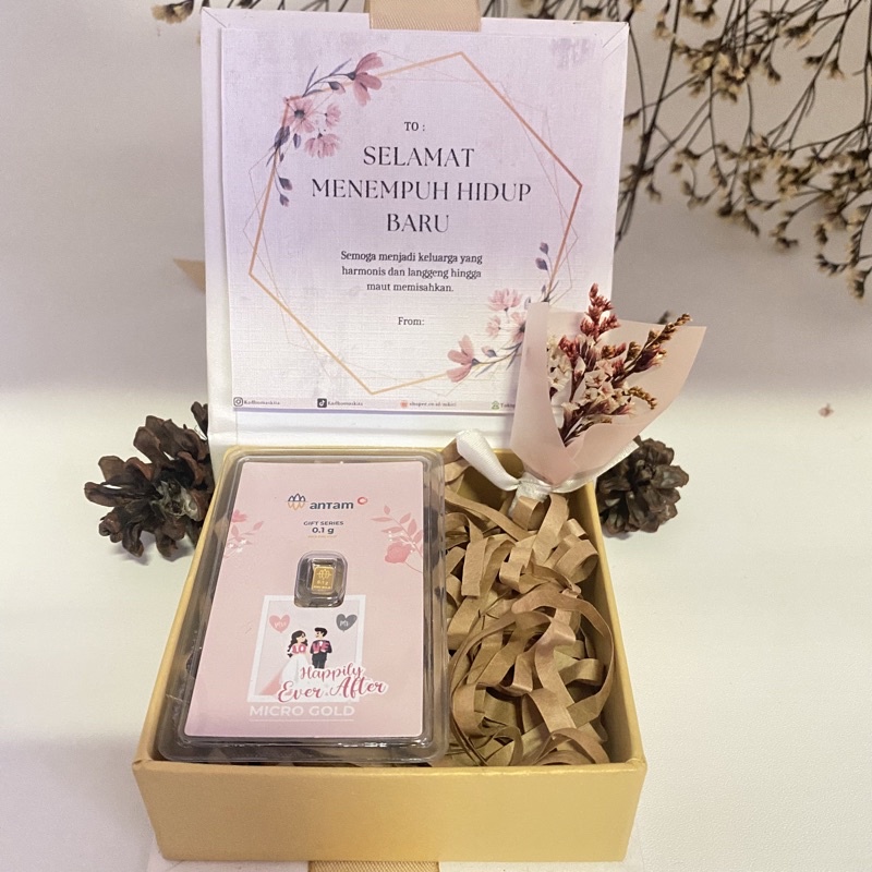 Jual LM Emas 0,1 / 0.25 gram / Kado Emas / Gold Gift Box / Hamper emas ...