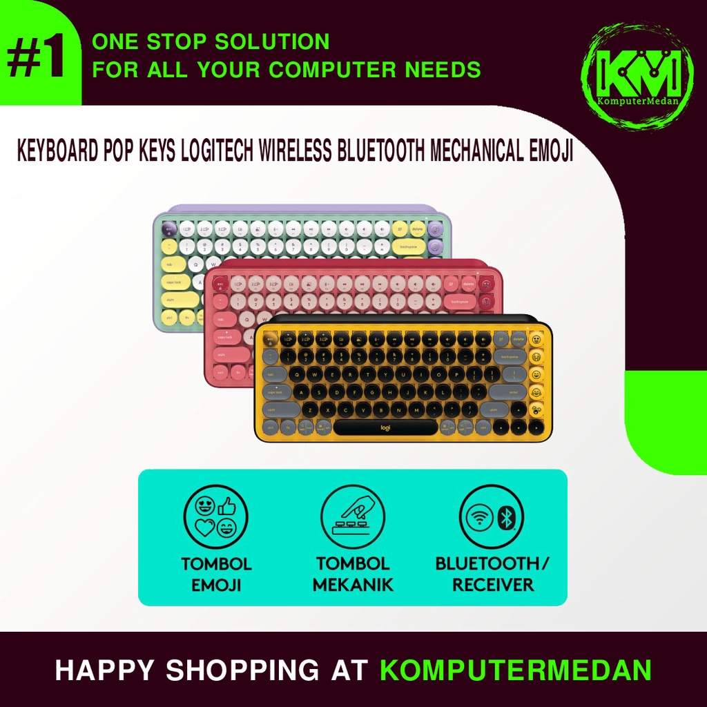 Jual Logitech POP Keys Keyboard Wireless Mechanical Compact, Emoji Keys ...