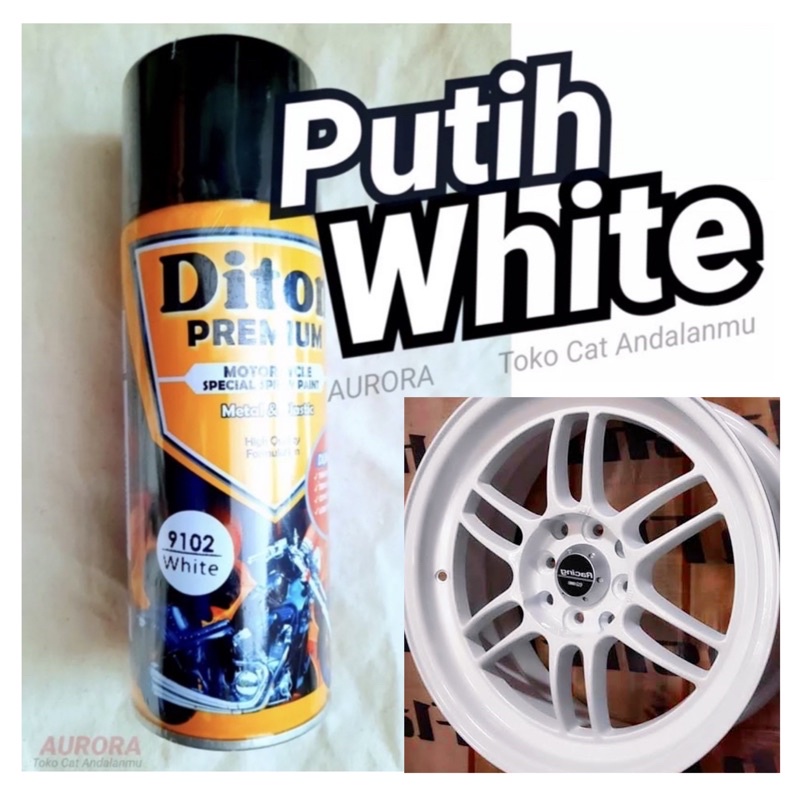Jual Diton Premium White 9102 Putih Mengkilap 400ml Pilok Tahan Bensin Cat semprot spray motor ...