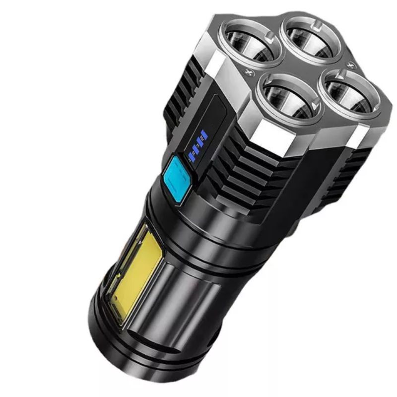 Jual Lampu Senter 4 LED+COB Super Terang Nyala 4 Mode Recharger ...