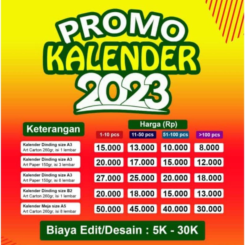 Jual Kalender Dinding size A3 Tahun 2023 Custom | Shopee Indonesia