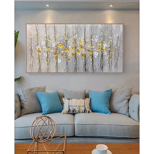 Jual lukisan dinding minimalis tekstur modern large flower wall art ...