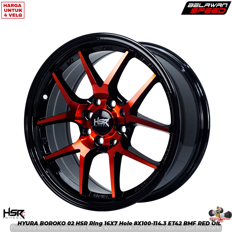 Jual VELG MOBIL RACING RING 16 HSR HYURA BOROKO PCD 4X100/114,3 UNTUK FREED SWIFT AVANZA MAZDA2 ...