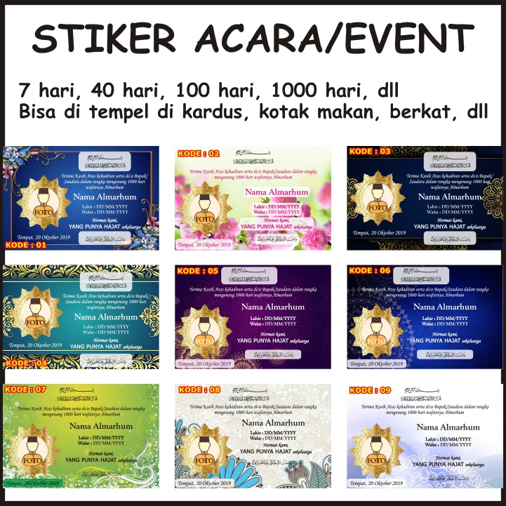 Jual Stiker Acara pengajian 7 hari/40 hari/100 hari/1000 hari - Stiker ...