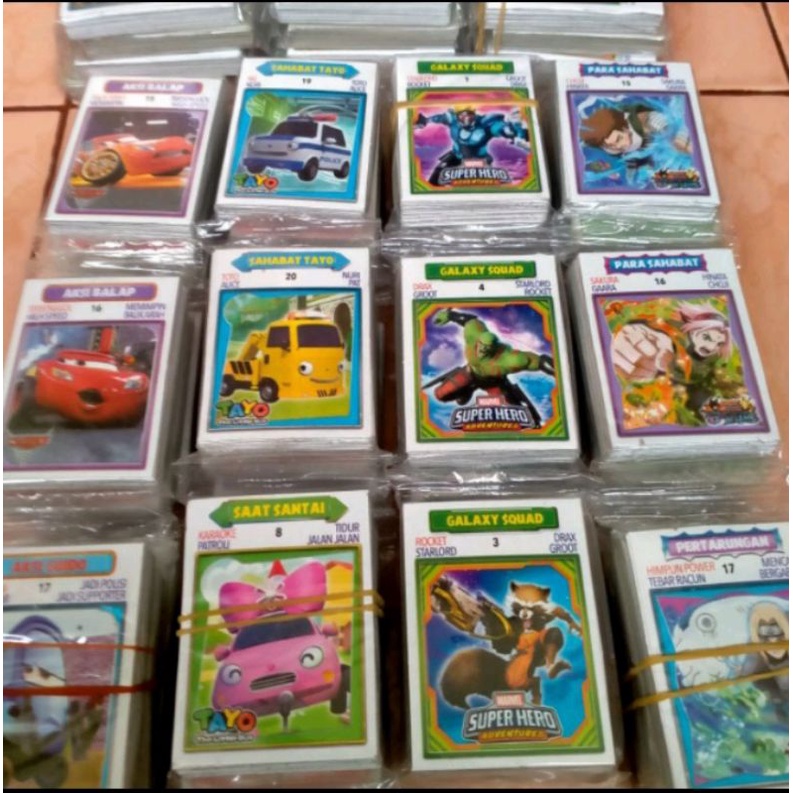 Jual 12 Sachet Mainan Kartu kwartet jumbo Motif Gambar Cowok Mix Cewek ...