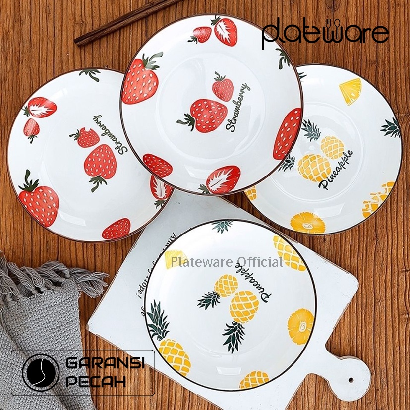 Jual Piring Makan Motif Buah Lucu Cantik Ukuran 20cm Microwave safe ...