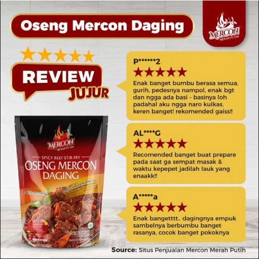 Jual OSENG MERCON DAGING MERCON MERAH PUTIH150 GRAM PEDAS RAWIT ...