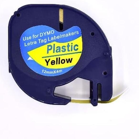 Jual DYMO LETRATAG LABEL TAPE YELLOW PLASTIC 12MM | Shopee Indonesia