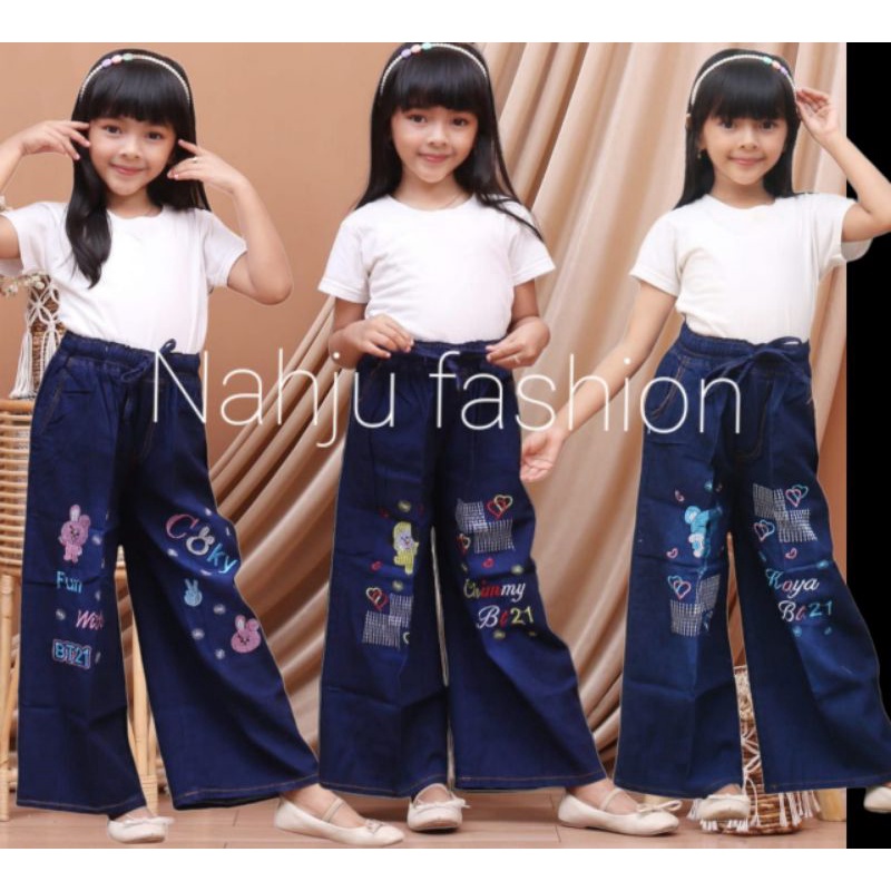 Jual celana kulot jeans Anak Perempuan usia 6 tahun sampai 13 tahun | Shopee Indonesia