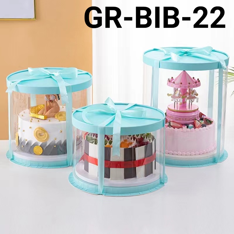 Jual GR-BIB-22 Kotak dus cake glass mika gift box kue bulat transparan ...
