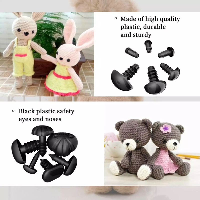 Jual [5 pasang / 10 pcs] Mata Boneka Amigurumi Mainan Hitam Bulat Tusuk ...