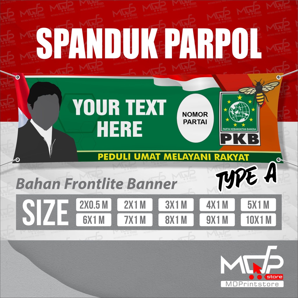 Jual SPANDUK 1X1 BANNER PARPOL PARTAI POLITIK KAMPANYE PEMILU PKB ...