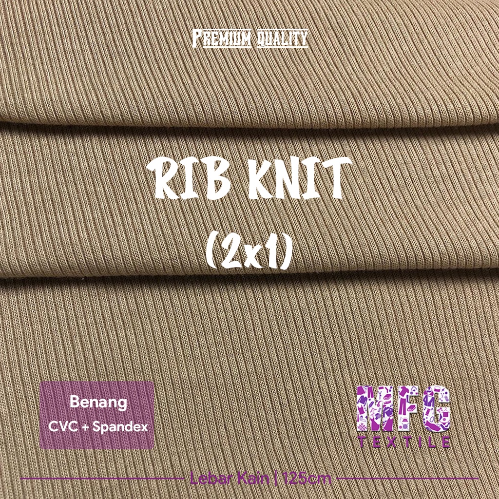 Jual MFG TEXTILE - Kain Rib Knit 2x1 (Cream - Coklat Muda) - Kain Rib ...