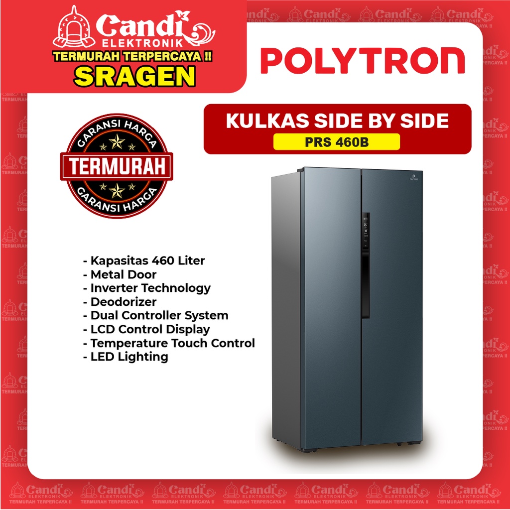 Jual POLYTRON Kulkas Side By Side 460 Liter PRS 460B | Shopee Indonesia