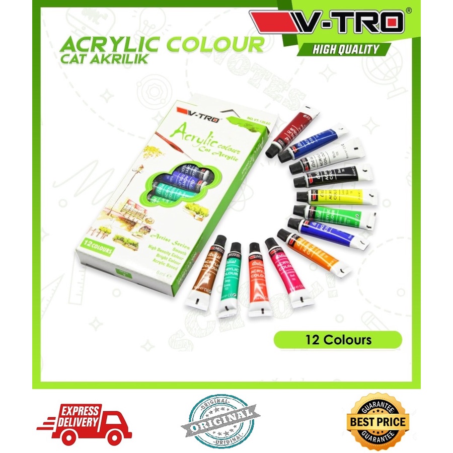 Jual CAT ACRYLIC 12 WARNA / CAT ACRYLIC MURAH / CAT KANVAS | Shopee ...