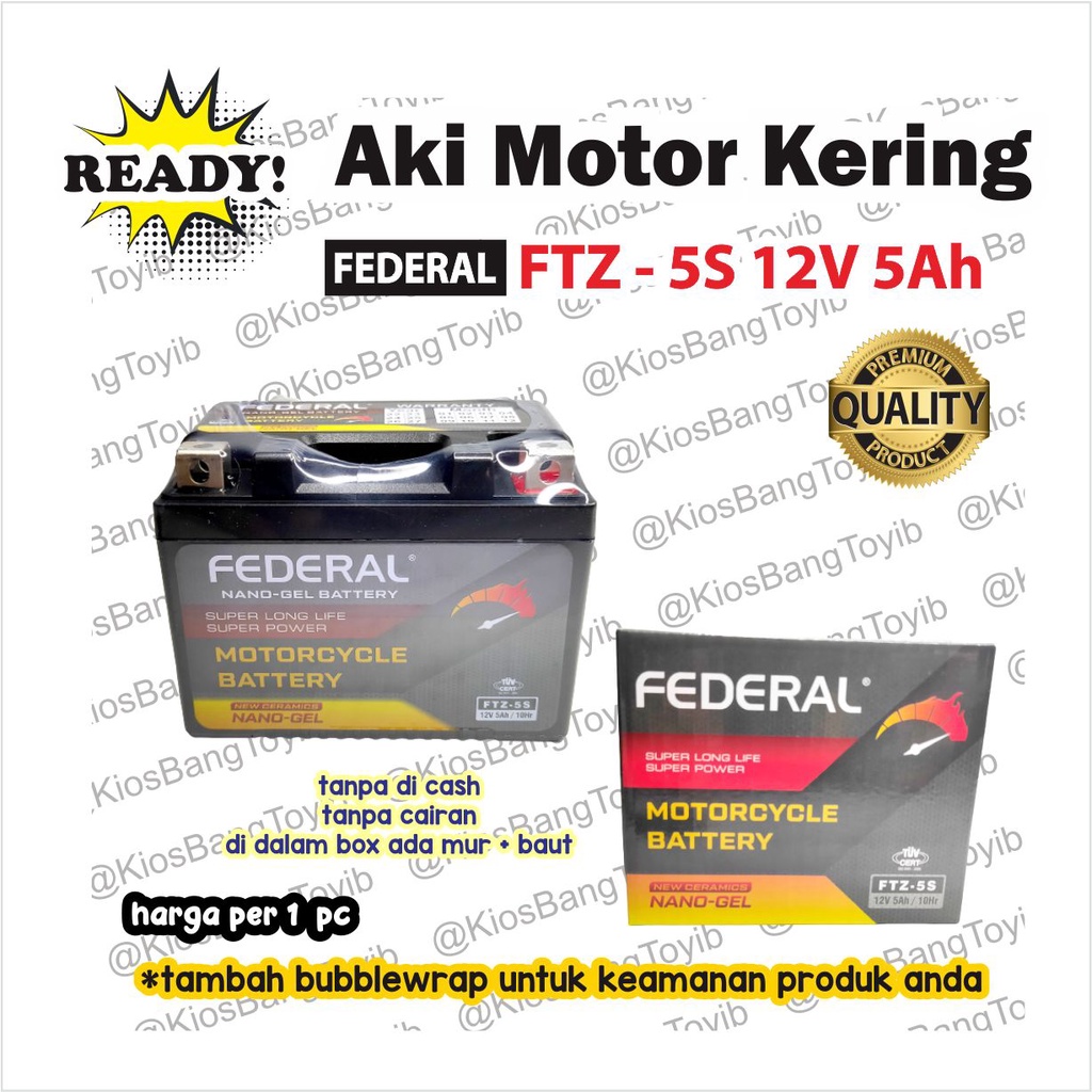 Jual Aki Kering FEDERAL MATIC FTZ 5S 12V 5aH Beat Vario Scoopy Karisma ...