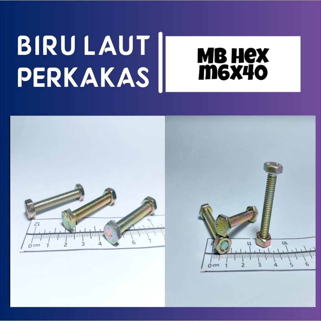 Jual Alat perkakas MUR BAUT HEX M6X40 BESI PUTIH M6 X 40MM 4CM - M6X40 (4 CM) | Shopee Indonesia