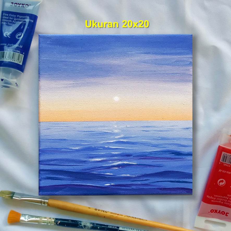 Jual Lukisan Kanvas Canvas 20x20cm Motif Laut Biru Aesthetic Asli ...