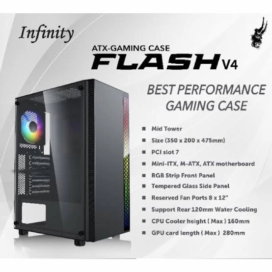 Jual Casing Infinity Flash V4 Gaming Case - Tempered Glass ATX RGB ...