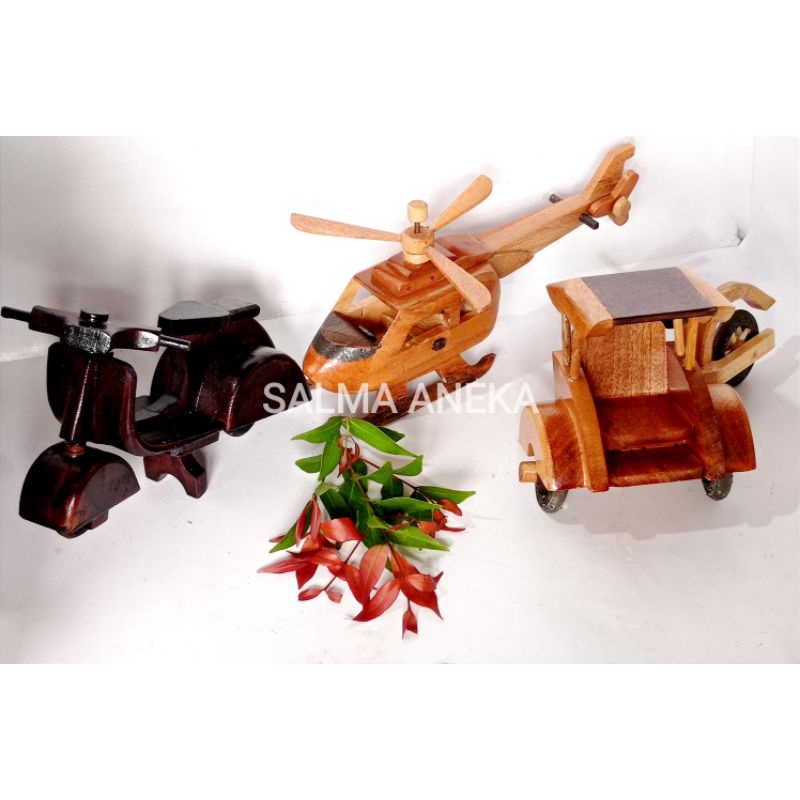 Jual PAKET UK BESAR ISI 3 MINIATUR KAYU DIECAST SEPEDA MOTOR HARLEY ...