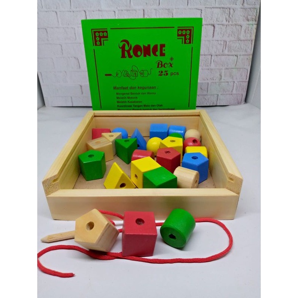 Jual Kotak Meronce Geometri isi 25 pcs-Mainan Edukasi Kayu Ronce Aneka ...