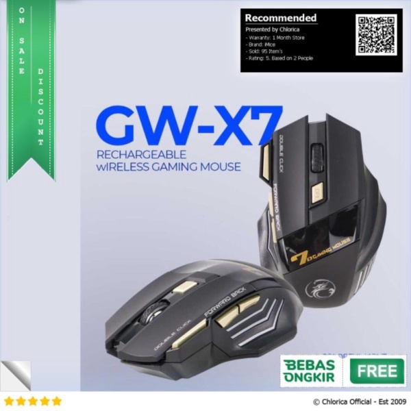 Jual Dijual iMice Wireless Gaming Mouse Ergonomic RGB Rechargeable 3200 ...